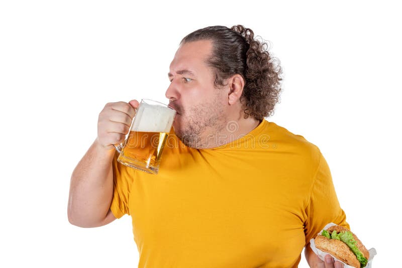 Funny Fat Man Drinking Beer Stock Photos - Free & Royalty-Free Stock ...