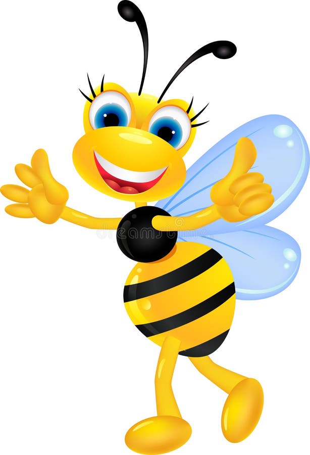 Funny female bee cartoon stock illustration. Illustration of cheerful ...
