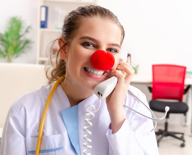 Funny Female Doctor Working in the Clinic Stock Image - Image of ...