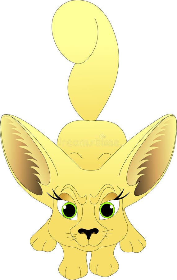Funny Fenek, with Green Eyes, Hunts Stock Vector - Illustration of ...