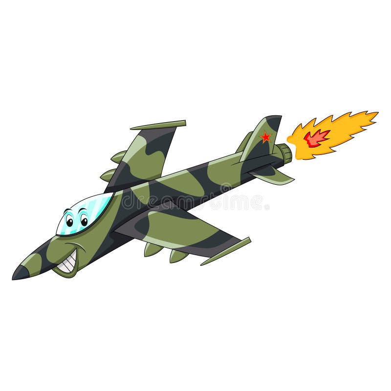 Fighter Jet - Plane Funny Cartoon Vector Illustration Stock Vector ...