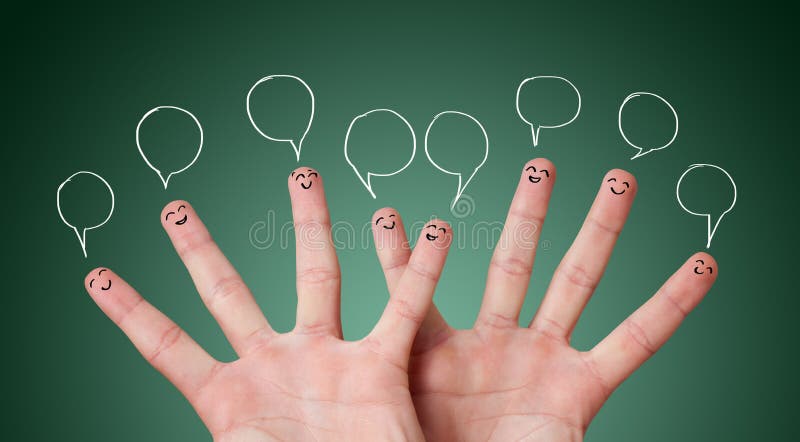 Funny Finger Smileys with Bubbles Stock Image - Image of message ...