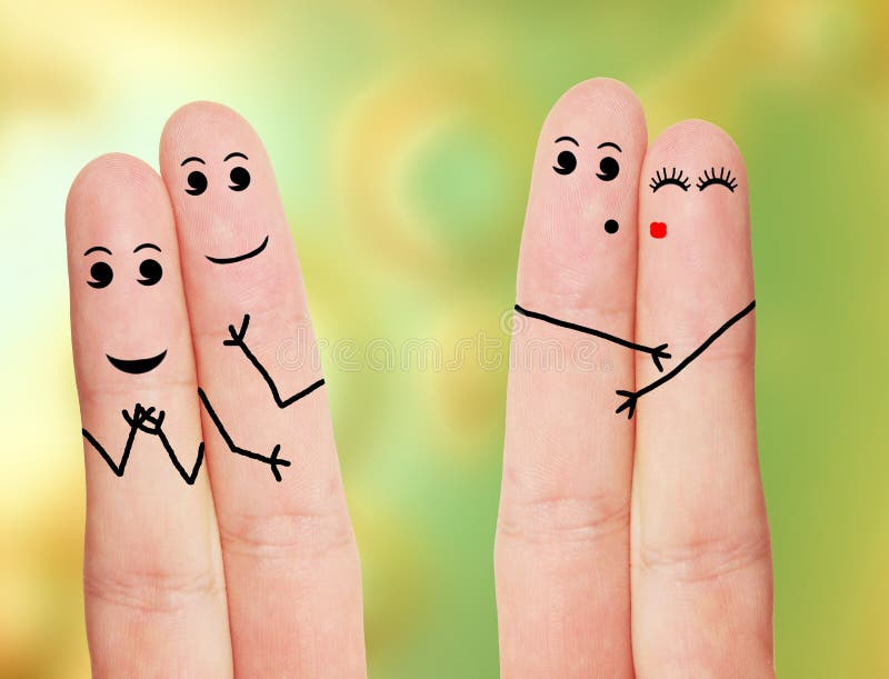 Funny Fingers. Faces Drawn on Fingers. Stock Photo - Image of smile ...