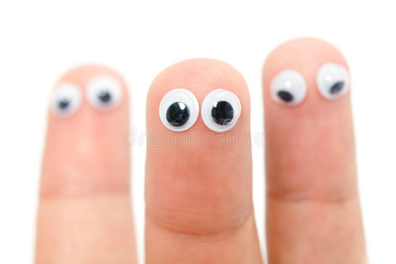 Funny fingers with eyes stock image. Image of white, background - 11529995