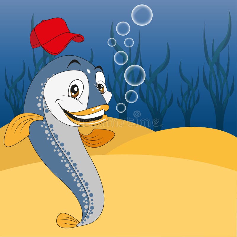 Funny fish character stock vector. Illustration of ocean - 129621830