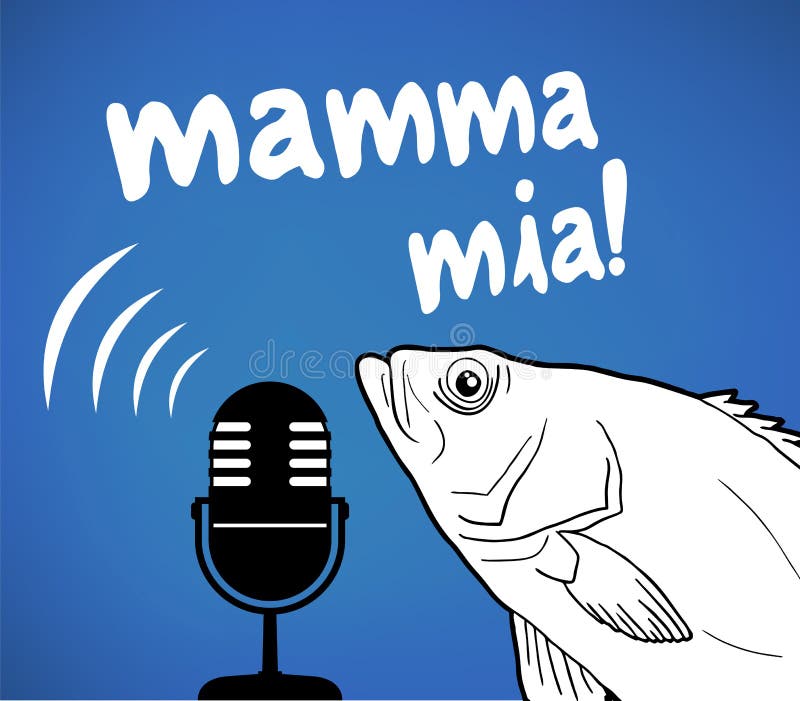 Funny Fish and Mamma Mia Message Stock Vector - Illustration of food ...