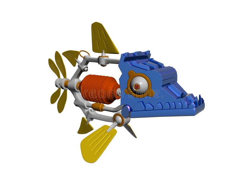 Funny fish robot toy stock illustration. Illustration of fish - 56946879