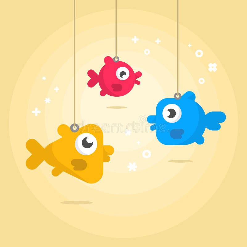 Funny fishes on the rope stock vector. Illustration of graphics - 94236754