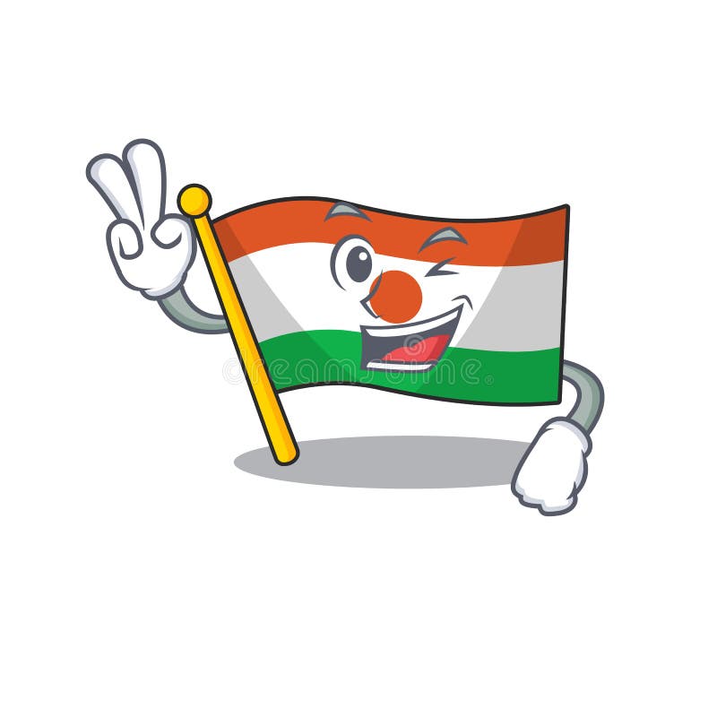 Funny Flag Niger Scroll Cartoon Character with Two Fingers Stock Vector ...