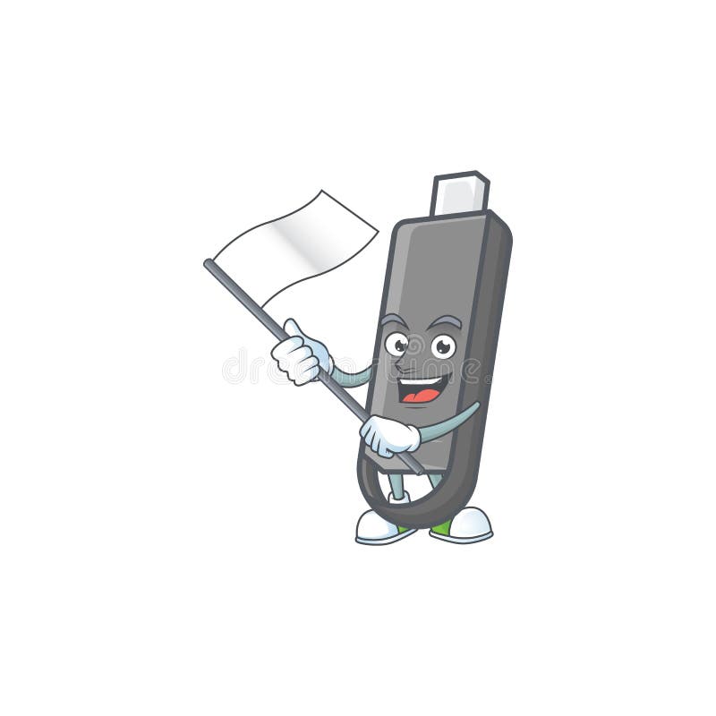 Funny Flashdisk Cartoon Character Design with a Flag Stock Vector ...