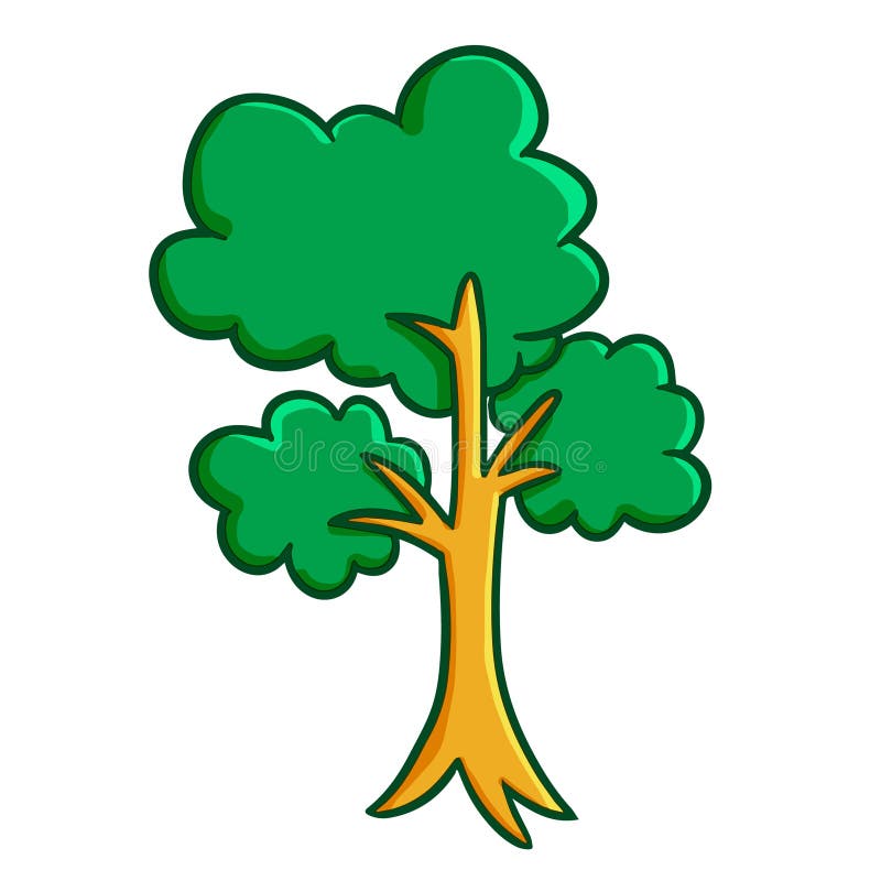 Funny and Flat Simple Tree with Branches Stock Vector - Illustration of ...