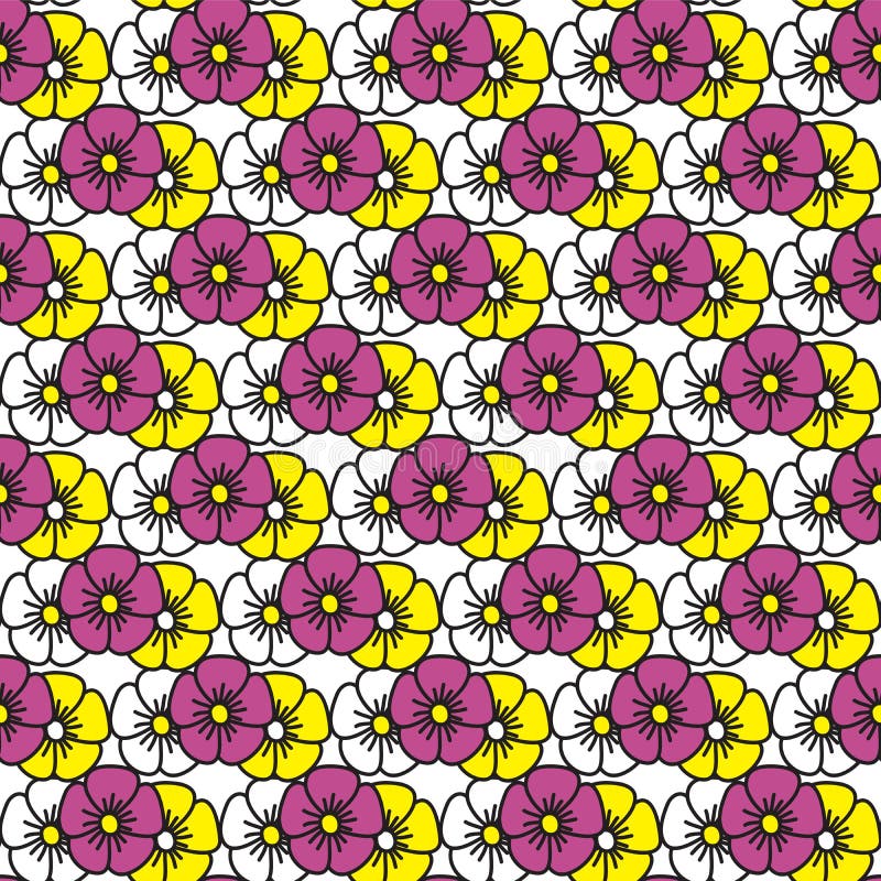 Funny Floral Pattern. Color Flowers on White Background. Stock Vector ...