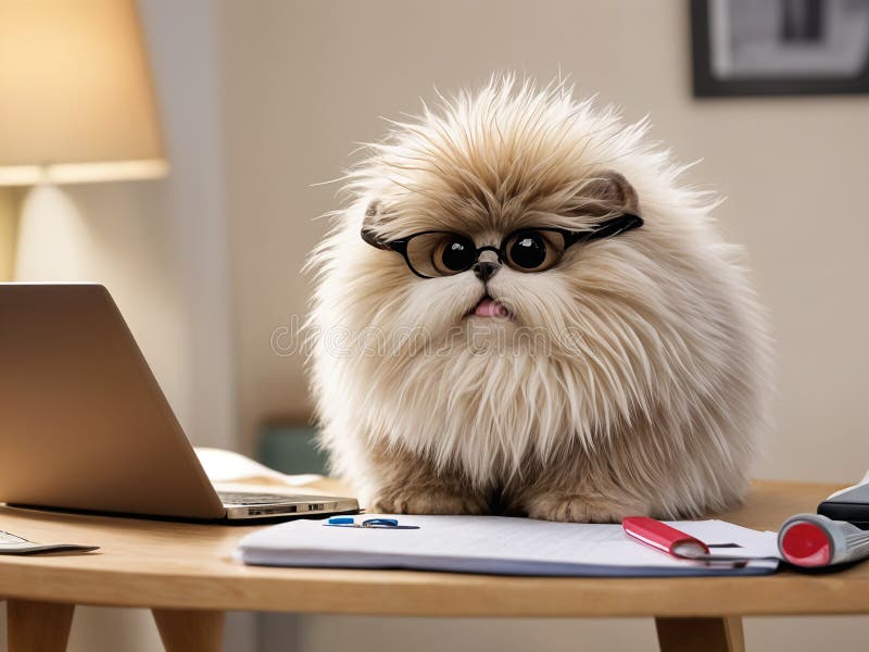Funny Fluffy Creature Living on a Desk - Generated by Ai Stock ...