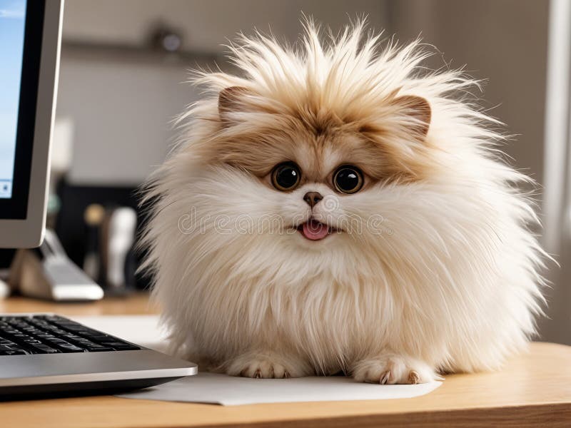 Funny Fluffy Creature Living on a Desk - Generated by Ai Stock ...