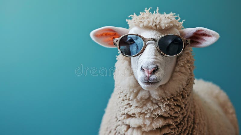 Funny Fluffy Sheep with Curly Wool, Wearing Sunglasses Stock ...