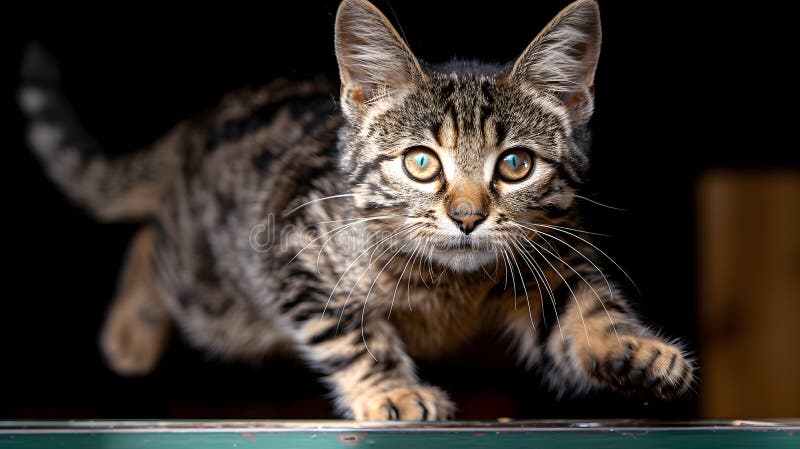 Funny Flying Bear. Image of a Playful Tabby Bear Jumping in Mid-air ...