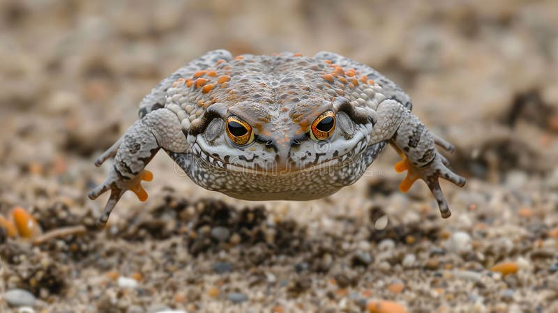 Funny Flying Frog. Image of a Playful Tabby Frog Jumping in Mid-air ...