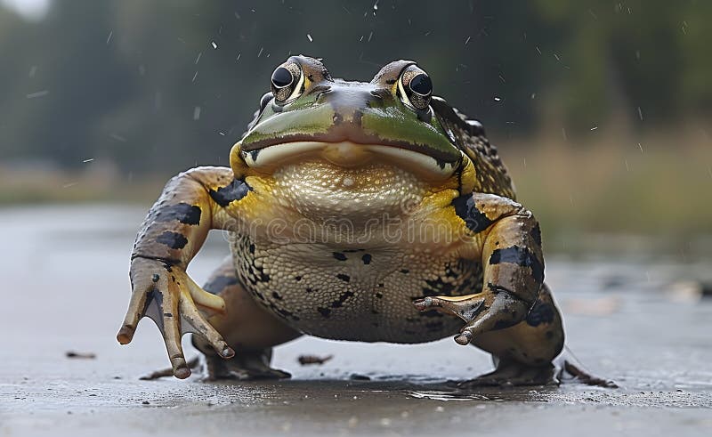 Funny Flying Frog. Image of a Playful Tabby Frog Jumping in Mid-air ...