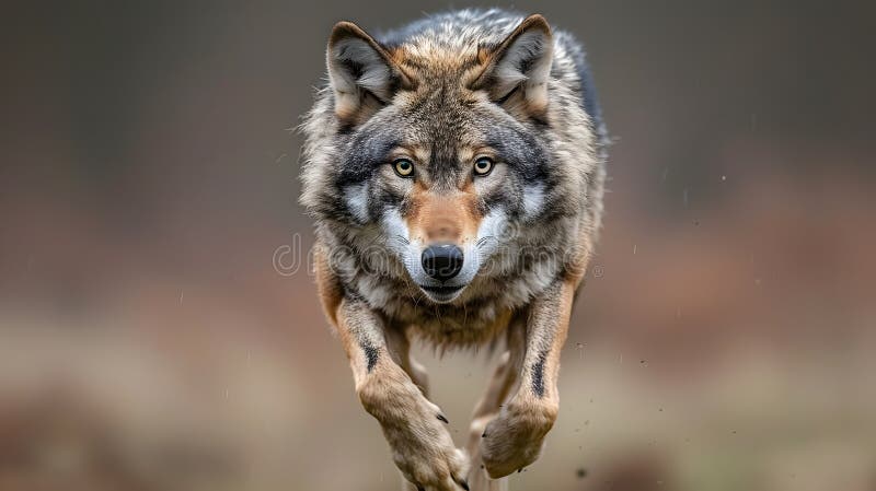 Funny Flying Wolf. Image of a Playful Tabby Wolf Jumping in Mid-air ...