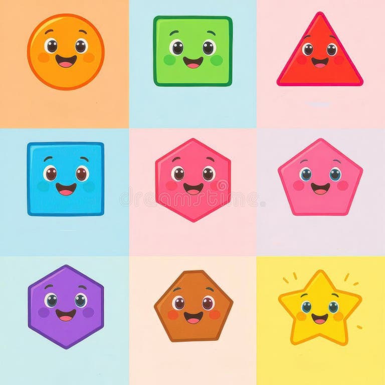 Funny Forms with a Face and Smile Stock Illustration - Illustration of ...