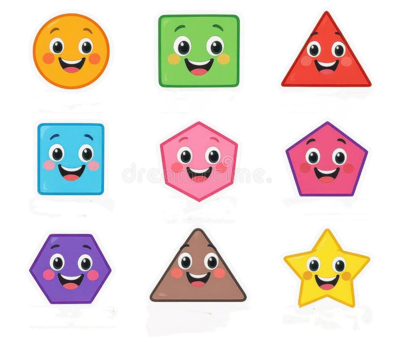 Funny Forms with a Face and Smile Stock Illustration - Illustration of ...