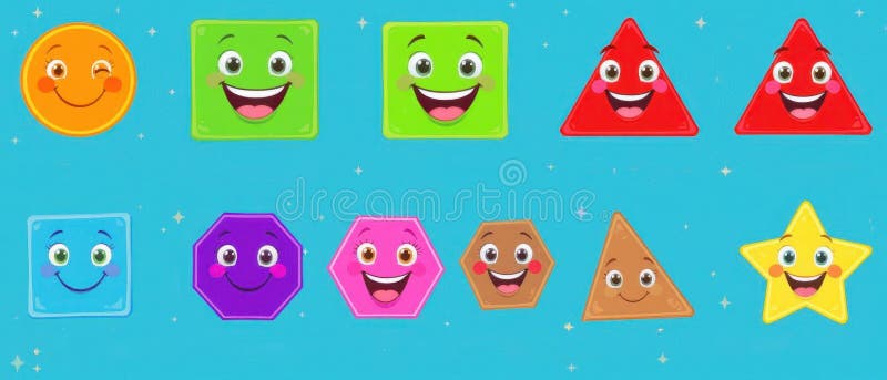 Funny Forms with a Face and Smile Stock Illustration - Illustration of ...