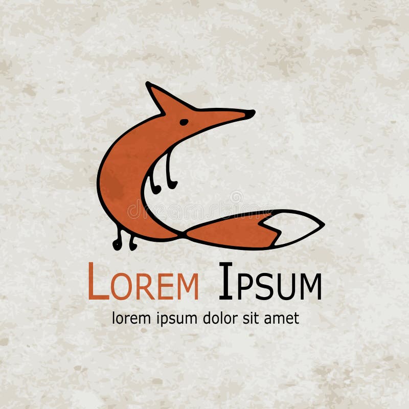 Funny Fox Design on Grunge Paper Stock Vector - Illustration of icon ...