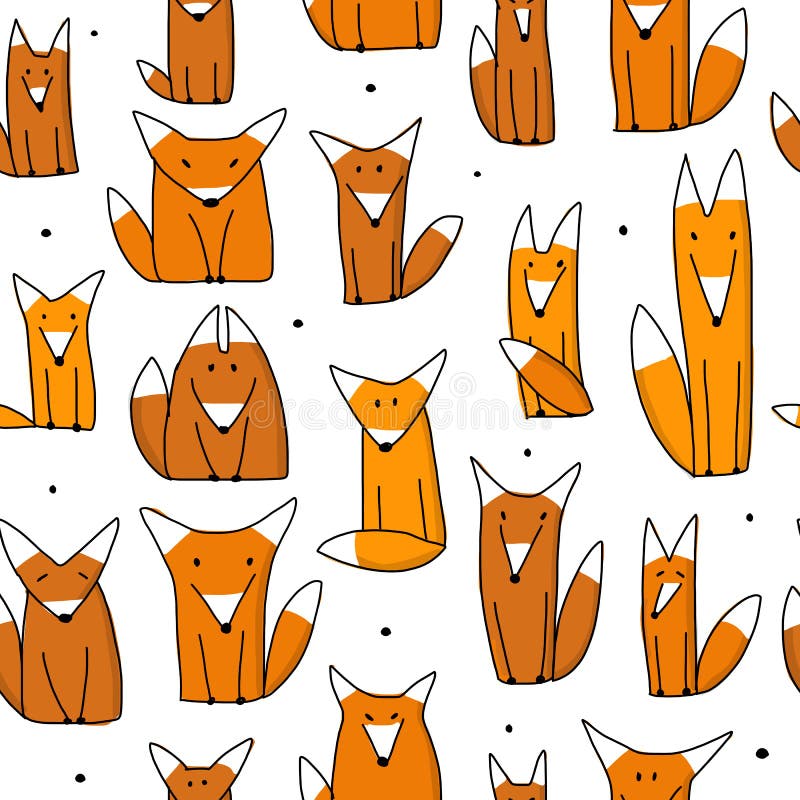 Funny Foxes, Seamless Pattern for Your Design Stock Vector - Illustration of forest, icon: 148029285