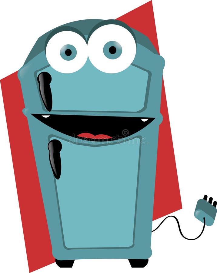 Happy Cartoon Fridge stock vector. Illustration of cute - 44595009