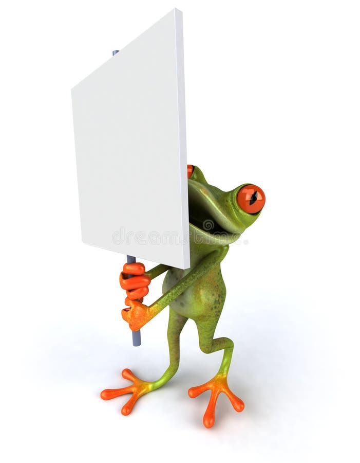 Funny Frog with a Blank Sign Stock Illustration - Illustration of ...