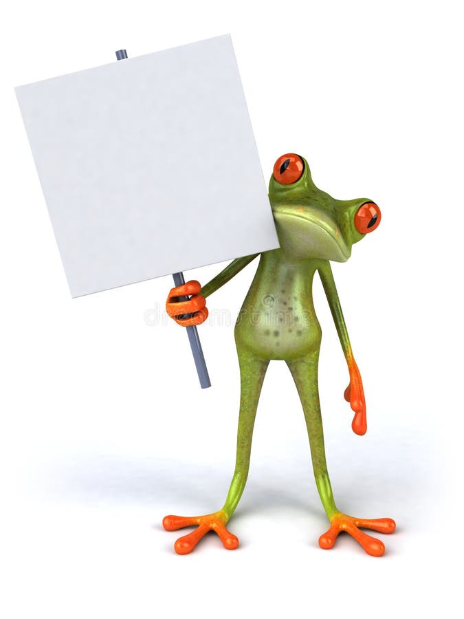 Funny Frog with a Blank Sign Stock Illustration - Illustration of ...