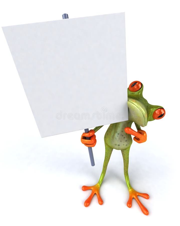 Funny Frog with a Blank Sign Stock Illustration - Illustration of ...