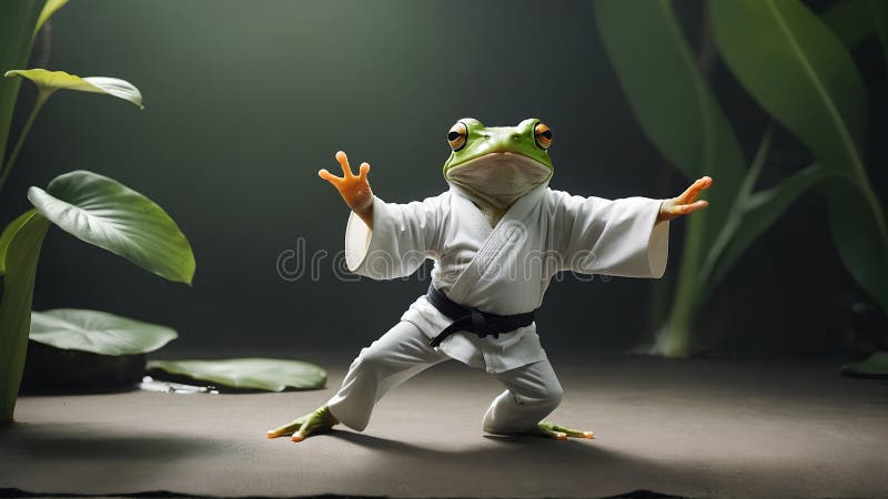 Funny frog - karate master stock illustration. Illustration of animal ...