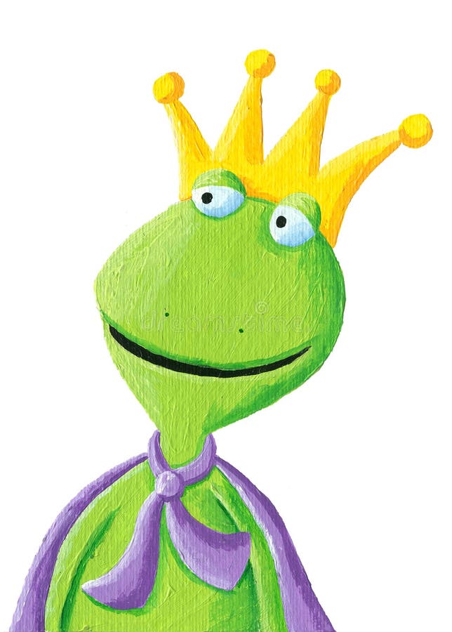 Funny Frog Prince stock illustration. Illustration of crouching - 24192312