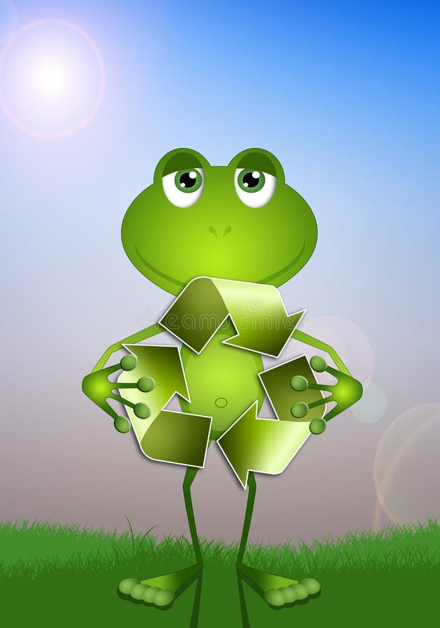 Funny Frog with Recycle Symbol Stock Illustration - Illustration of ...