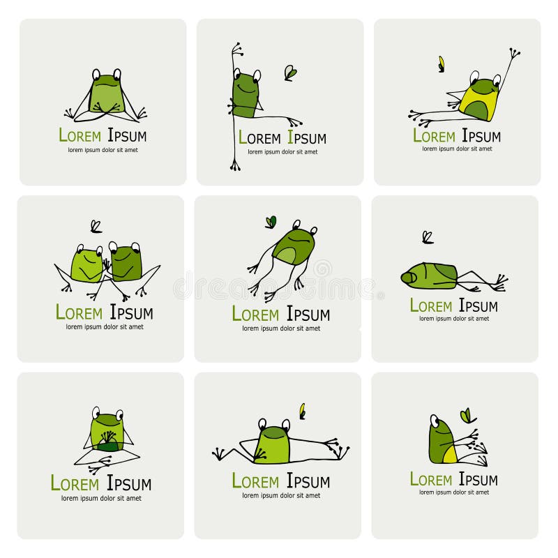 Funny Frogs Collection, Sketch for Your Design Stock Vector ...