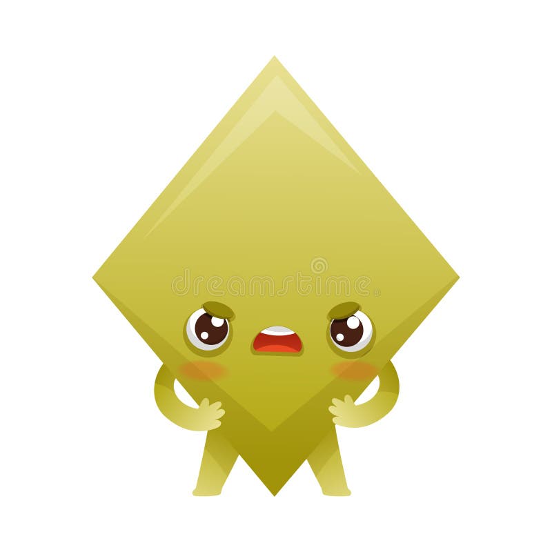 Funny Frowning Green Rhombus As Geometric Shape Character with Angry ...