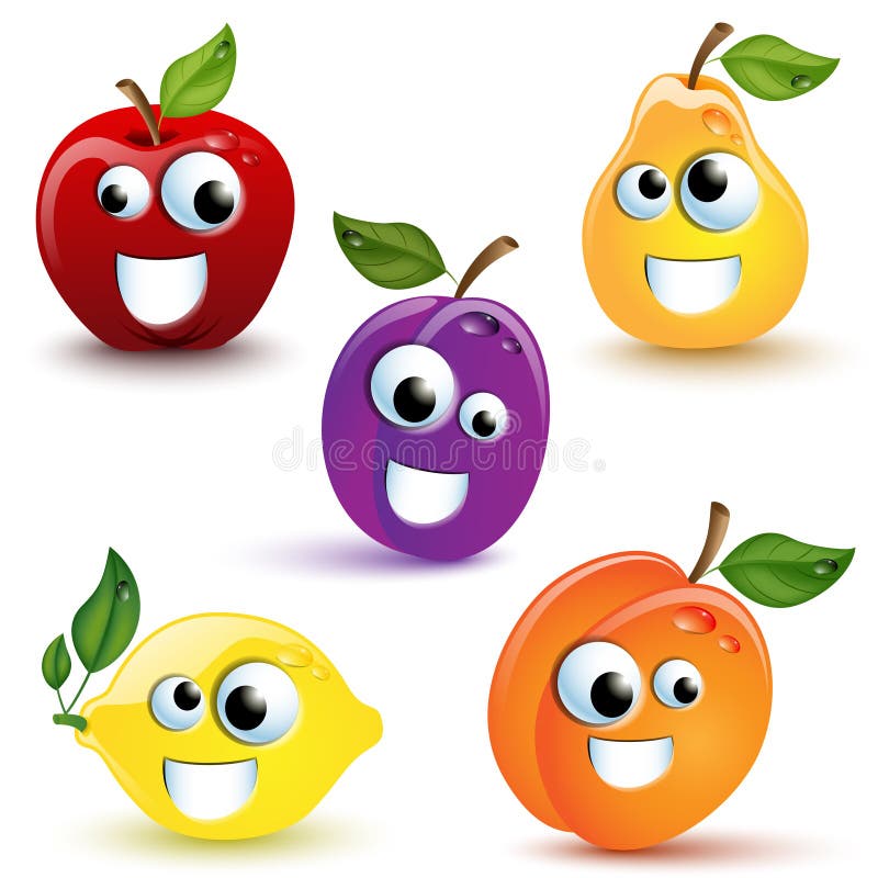 Various cartoon fruits stock vector. Illustration of happy - 14291685
