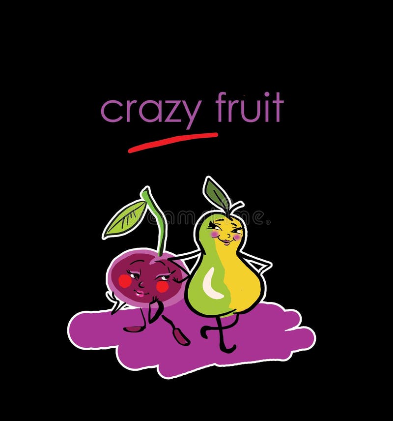 Funny Fruits Set. Cute Fruits and Vegetables Collection. Cartoon Food ...