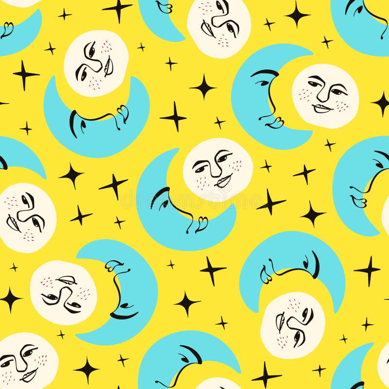 Sun and Moon Pattern. Freaky Quirky Pattern with Sun and Moon ...