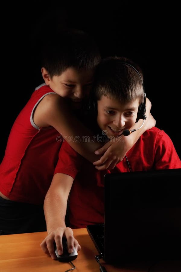 Funny game stock image. Image of brothers, kids, brunette - 32913395