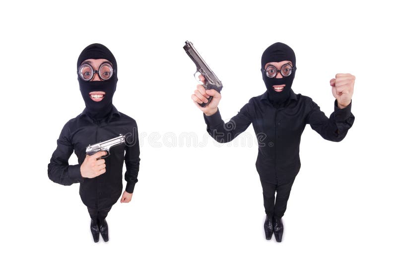 Funny Gangster Isolated on the White Stock Photo - Image of mask, comic ...