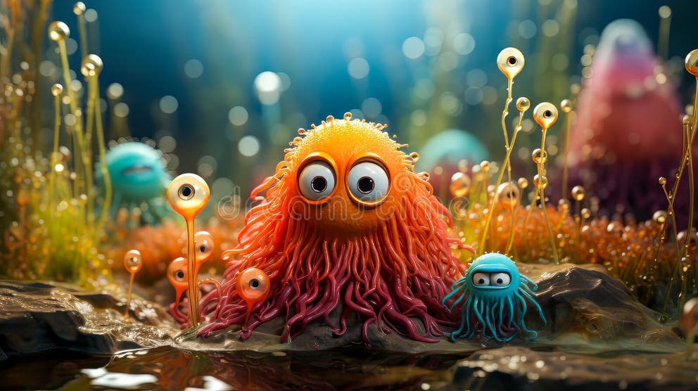 Funny Germs Mugging for the Camera. Generated Image. Stock Illustration ...