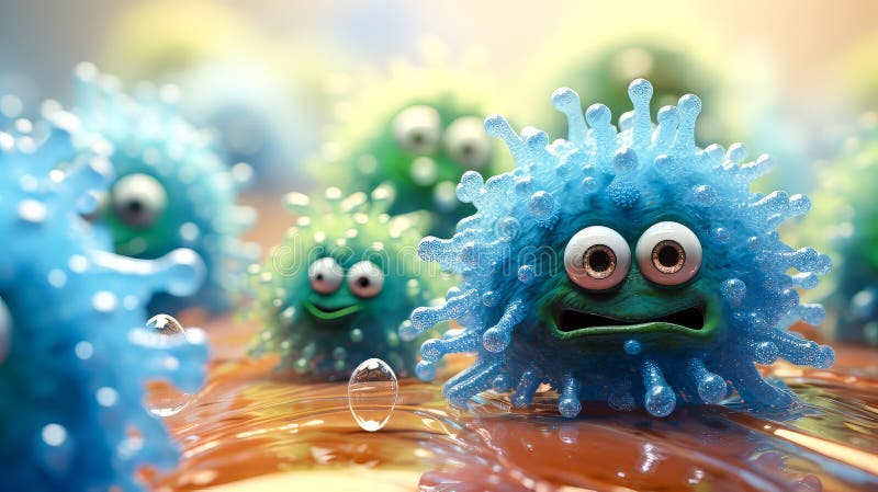 Funny Germs Mugging for the Camera. Generated Image. Stock Illustration ...