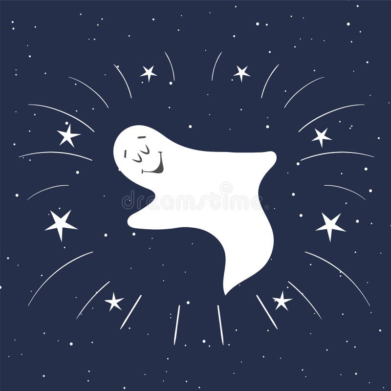 Ghost with Flying Crows in the Desert Stock Illustration - Illustration ...