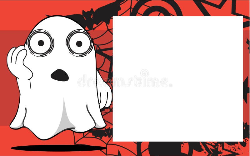 Funny Ghost Halloween Cartoon Expressions Frame Background Stock Vector ...