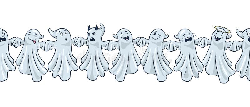 Funny Ghosts Border. Cartoon Style Stock Vector - Illustration of ...