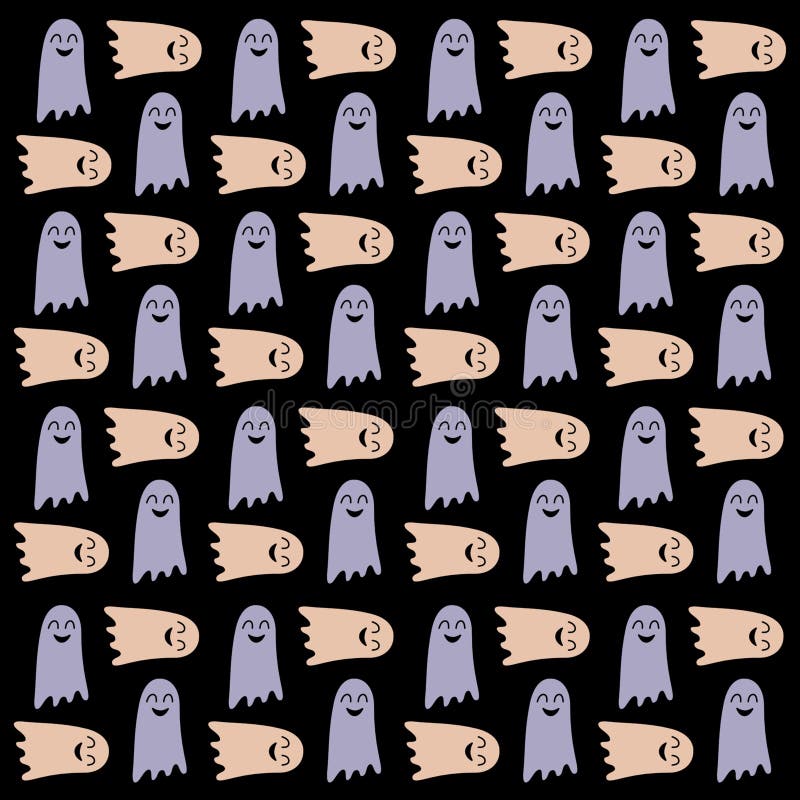 Funny Ghosts Halloween Pattern Texture Wallart Stock Vector ...