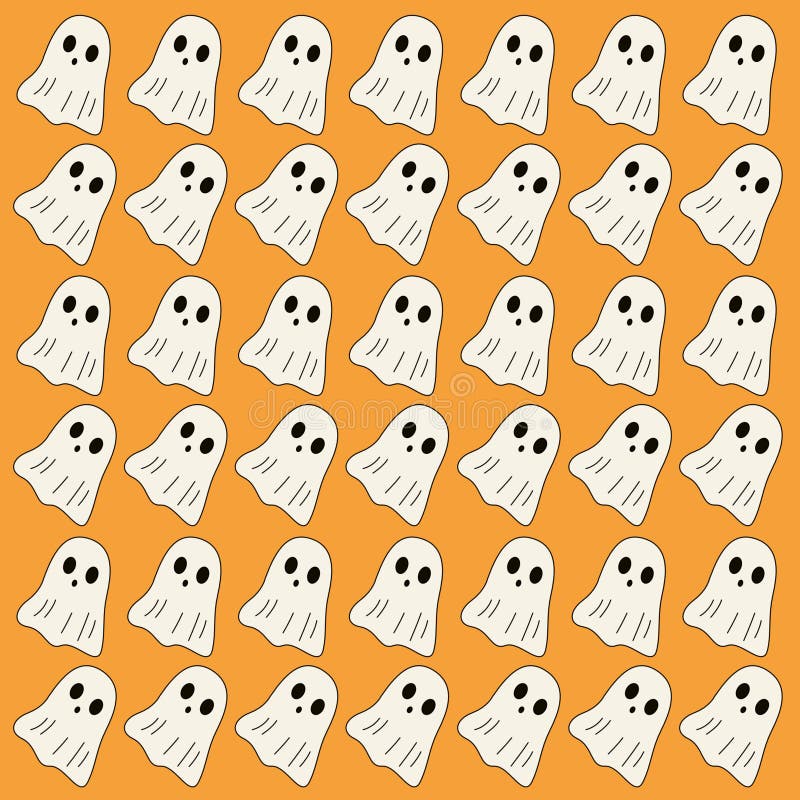 Funny Ghosts Halloween Pattern Texture Wallart Stock Vector - Illustration of artwork, orange ...