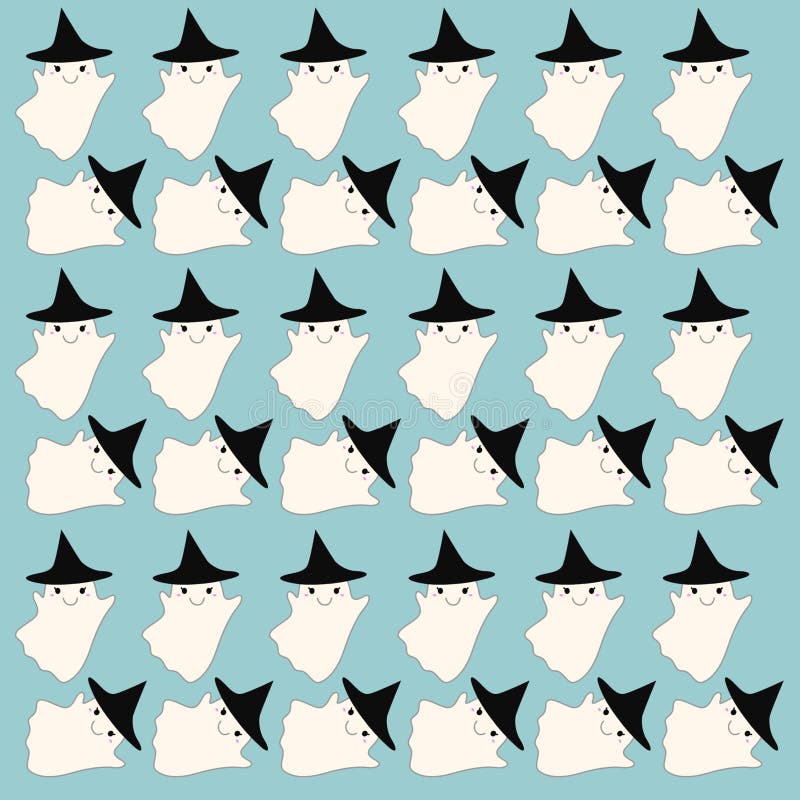 Funny Ghosts Halloween Pattern Texture Wallart Stock Vector ...